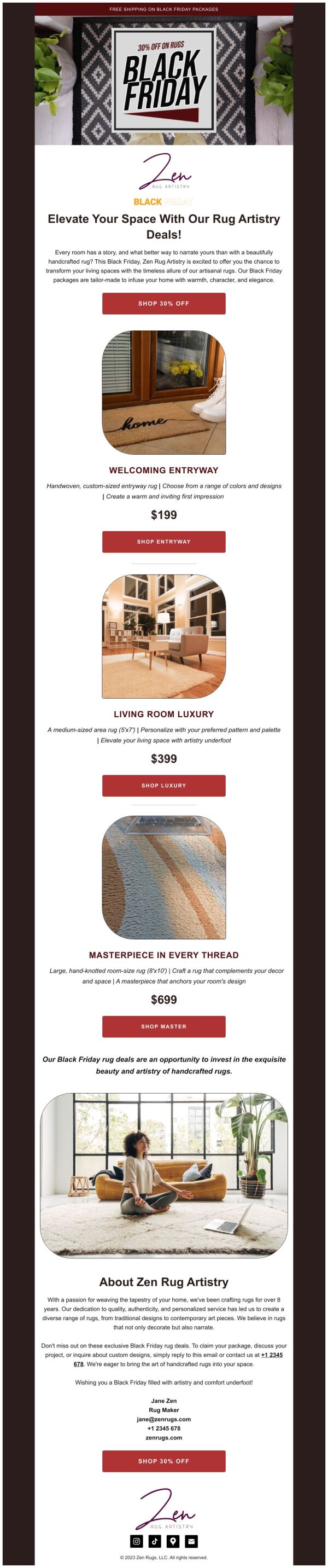 Price List Email Template 'Rug Artistry' for Black Friday | PosterMyWall