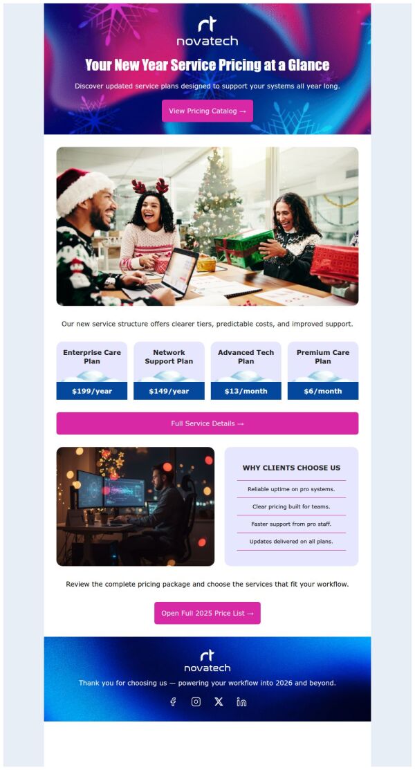 Price List Email Template 'Service Pricing Overview' for New Year ...