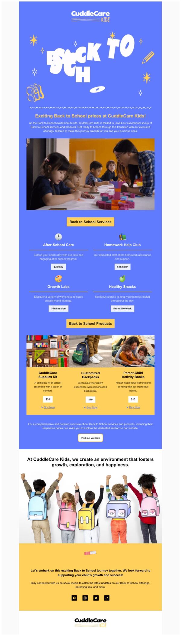 Price List Email Template 'Services and Products' for Back to School ...