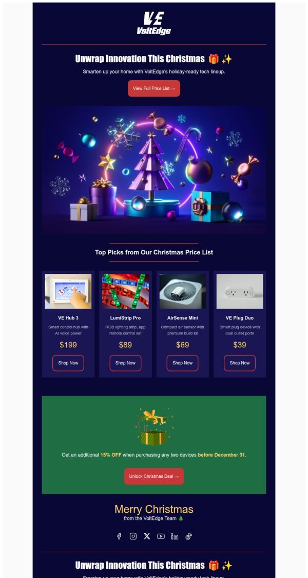 Price List Email Template 'Smart Home' for Christmas | PosterMyWall