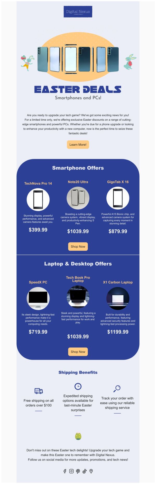 Price List Email Template 'Smartphones and PCs' for Easter | PosterMyWall