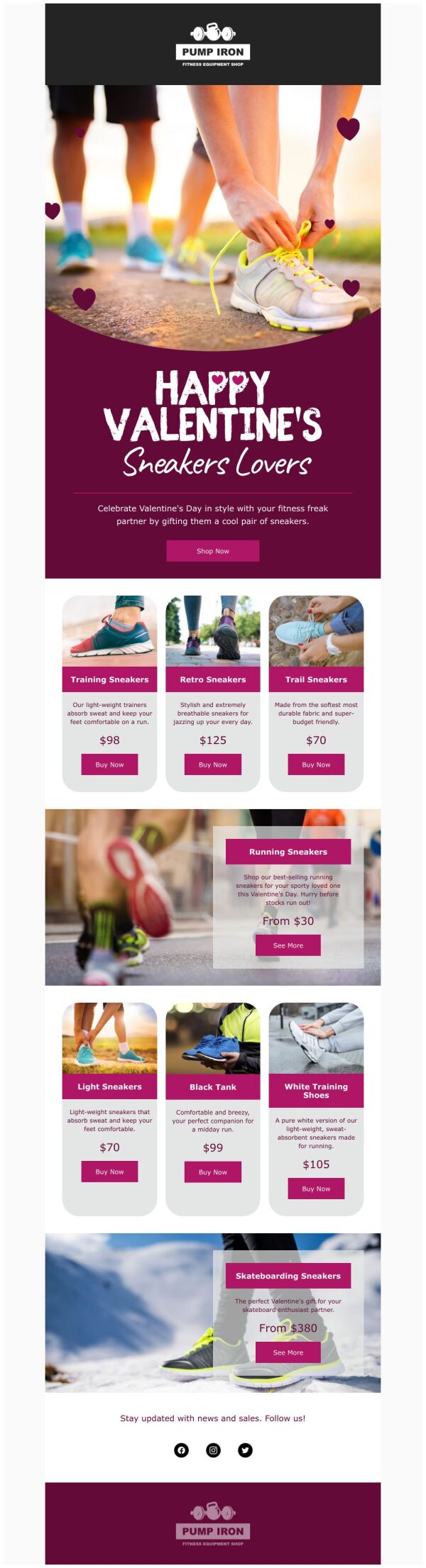 Price List Email Template 'Sneakers Lovers' for Valentine's Day ...