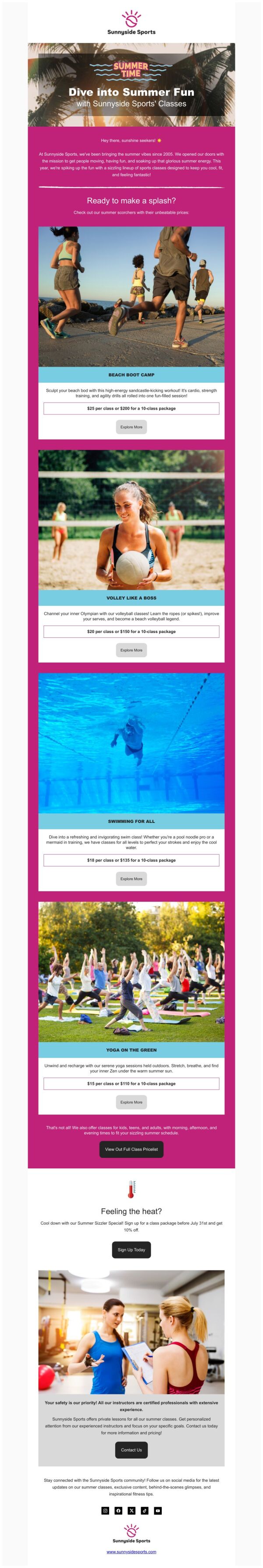 Price List Email Template 'Sunnyside Sports' for Summer | PosterMyWall
