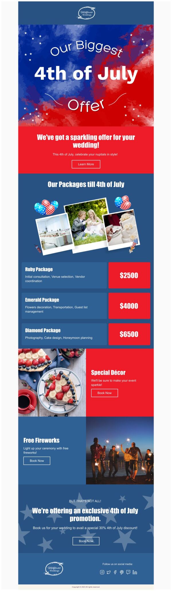 Price List Email Template 'Wedding Planners' for 4th of July | PosterMyWall