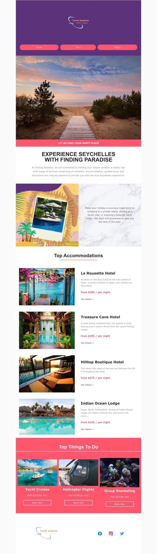 Pricelist Email Template 'Experience Seychelles' for Travel Agency ...