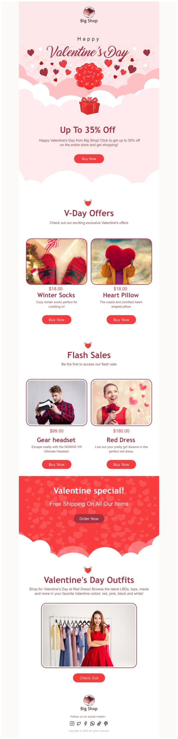 Product Promotion Email Template 'Big Shop' for Valentine's Day ...