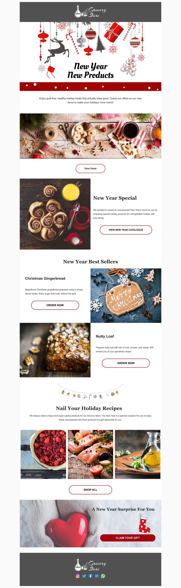 Product Promotion Email Template 'Healthy Holiday Treats' for New Year ...