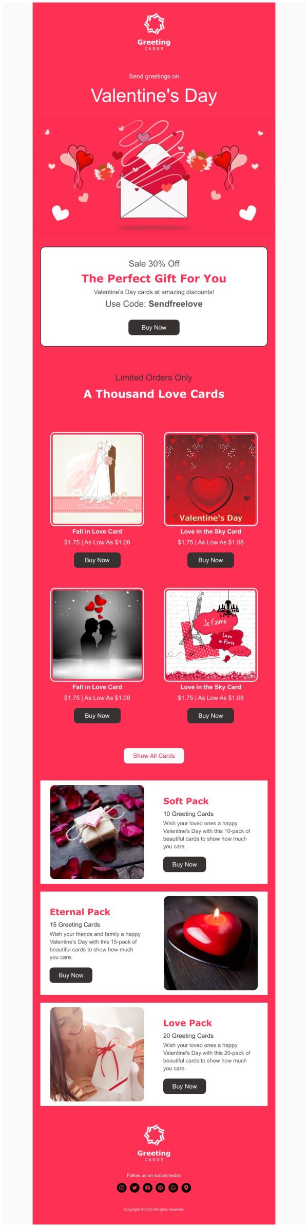Product Promotion Email Template 'Love Cards' for Valentine's Day ...