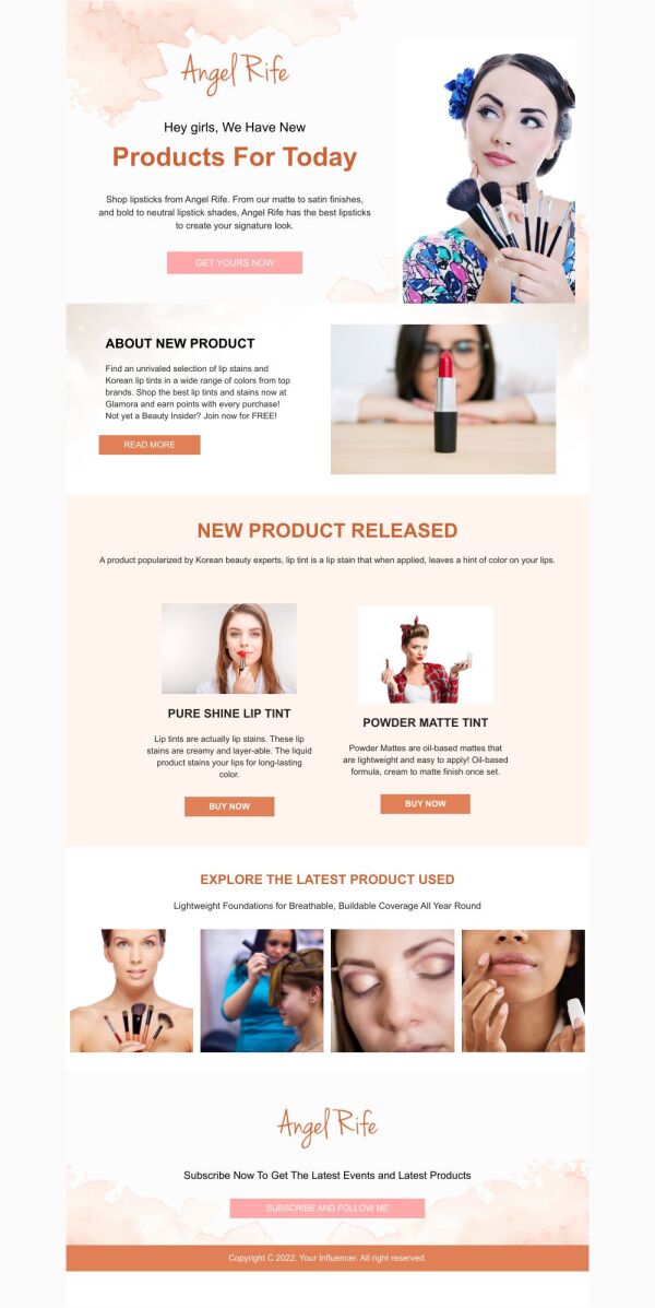 Product Promotion Email Template 'My Makeup Lineup' for Personal ...