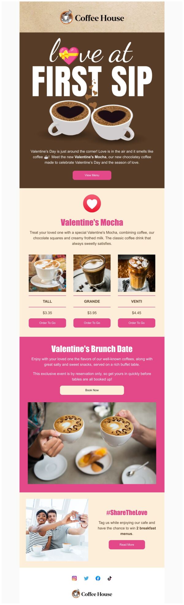 Product Promotion Email Template 'New Coffee' for Valentine's Day ...