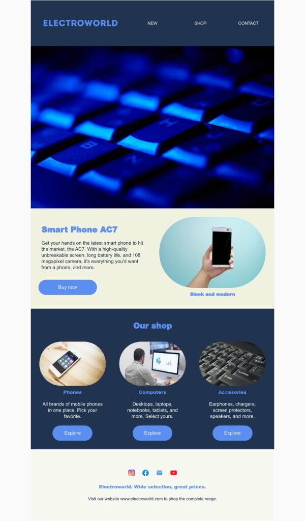 Product Promotion Email Template 'Phones and Accessories' for Tech ...