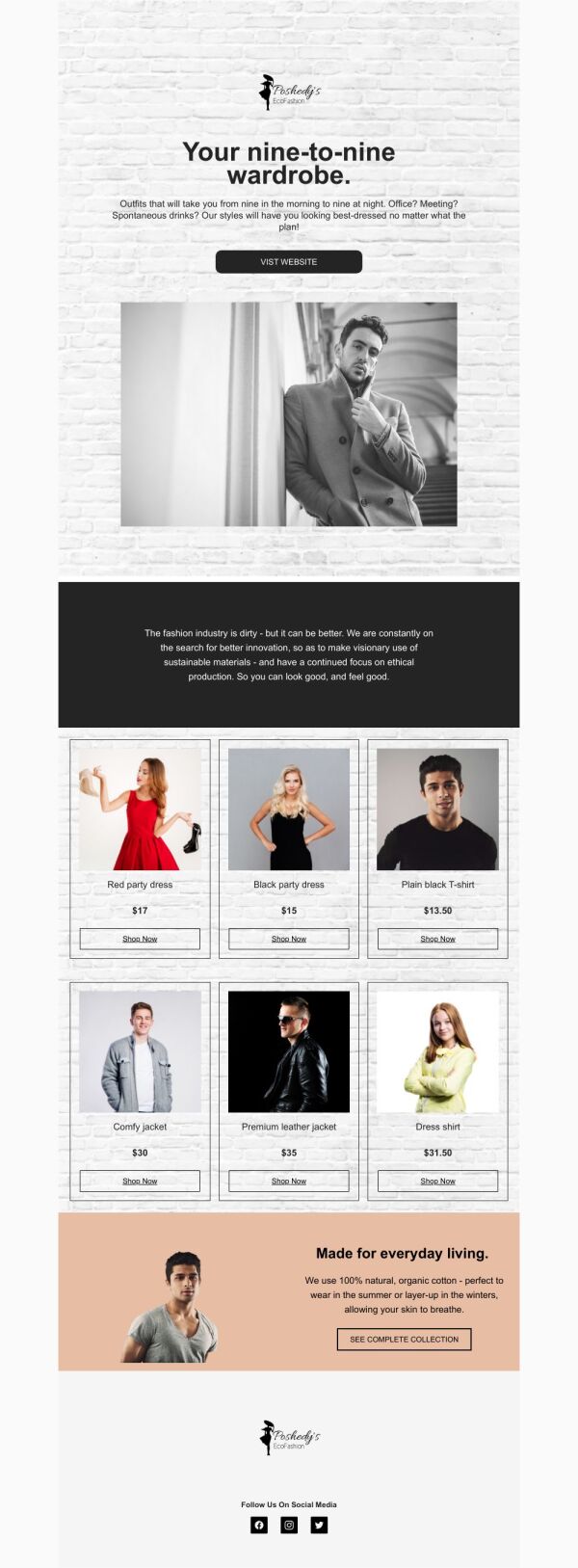 Product Promotion Email Template 'Shop Fashionwear' for Small Business ...