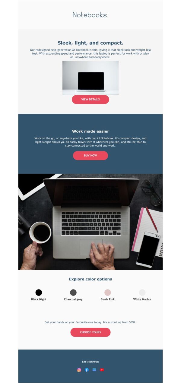 Product Promotion Email Template 'Thin and Compact Notebooks' for Tech ...