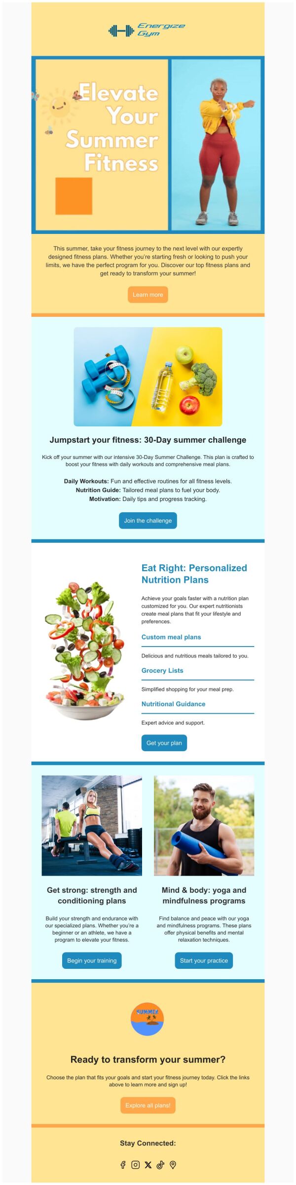 Product Showcase Email Template 'Energize Gym' for Summer | PosterMyWall