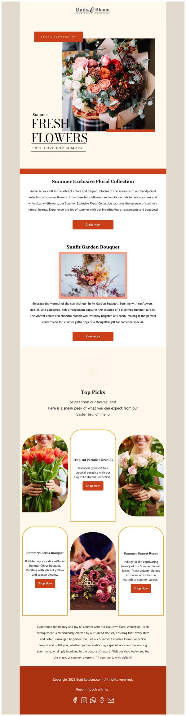 Product Showcase Email Template 'Flower Shop' for Summer | PosterMyWall