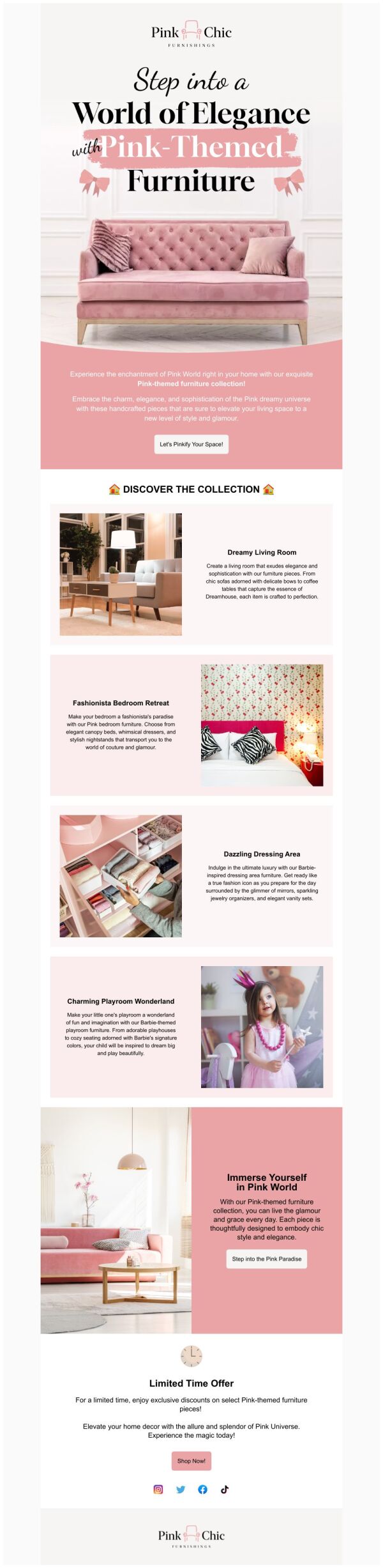 Product Showcase Email Template 'Pink Chic Furniture' for Small ...
