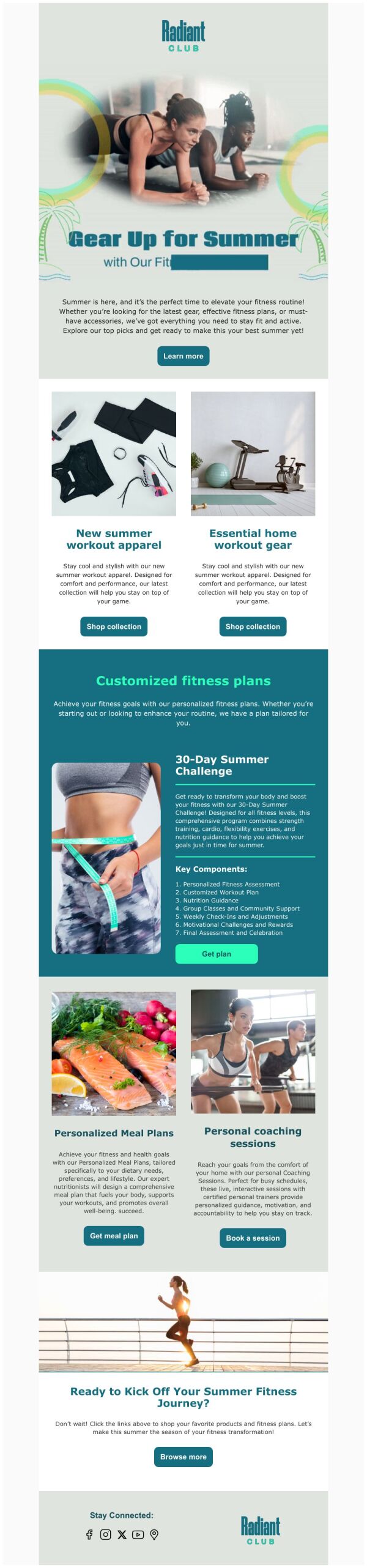 Product Showcase Email Template 'Radiant Club' for Summer | PosterMyWall