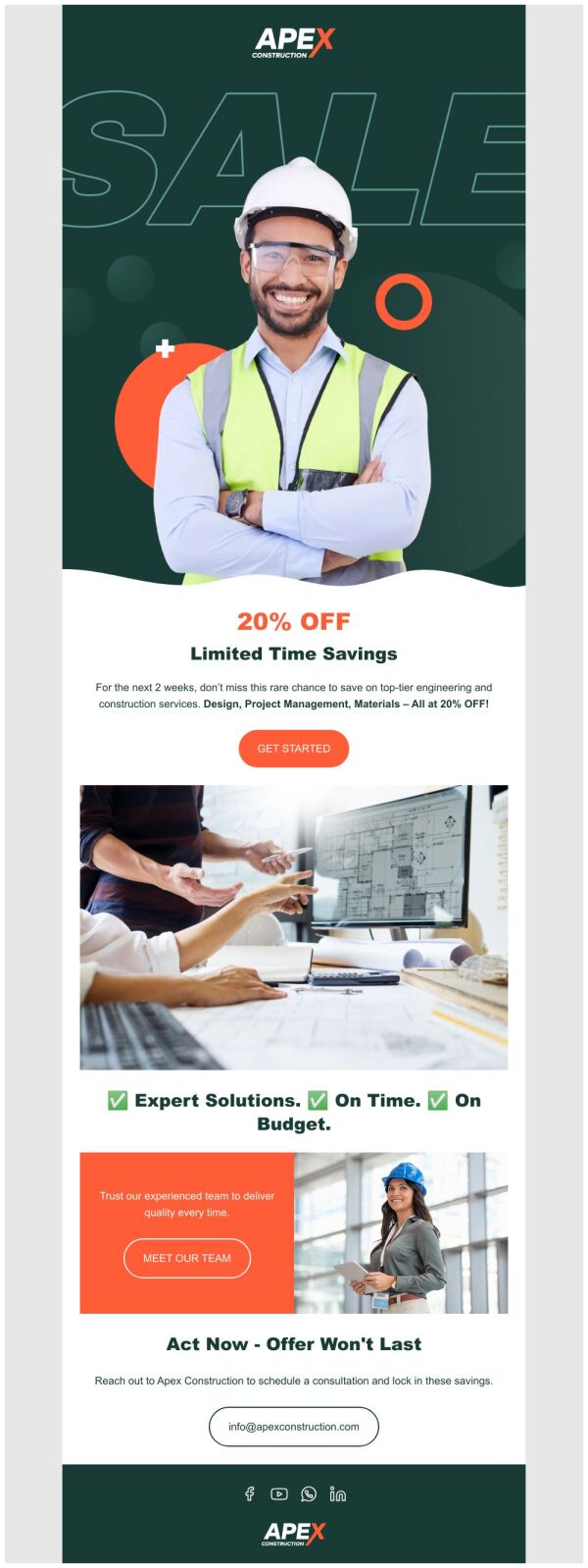 Sale Email Template 'Apex Construction' for Corporate | PosterMyWall