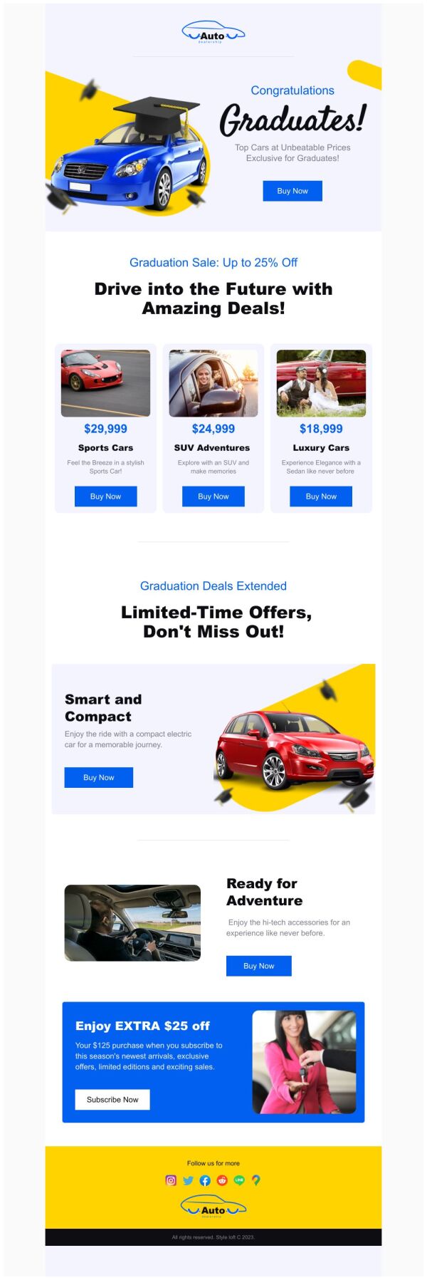 Sale Email Template 'Automobile Dealership' for Graduation | PosterMyWall