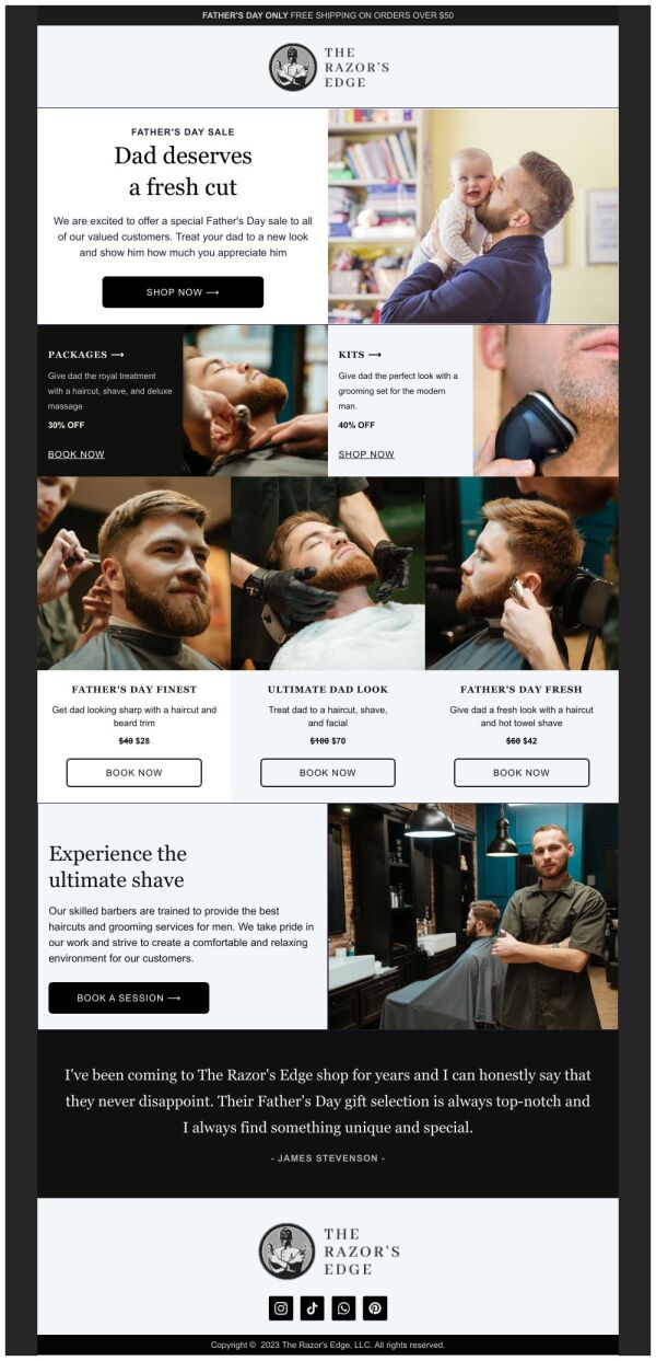 Sale Email Template 'Barber's Shop' for Father's Day | PosterMyWall