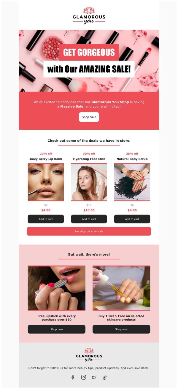 Sale Email Template 'Beauty Products' for Summer | PosterMyWall