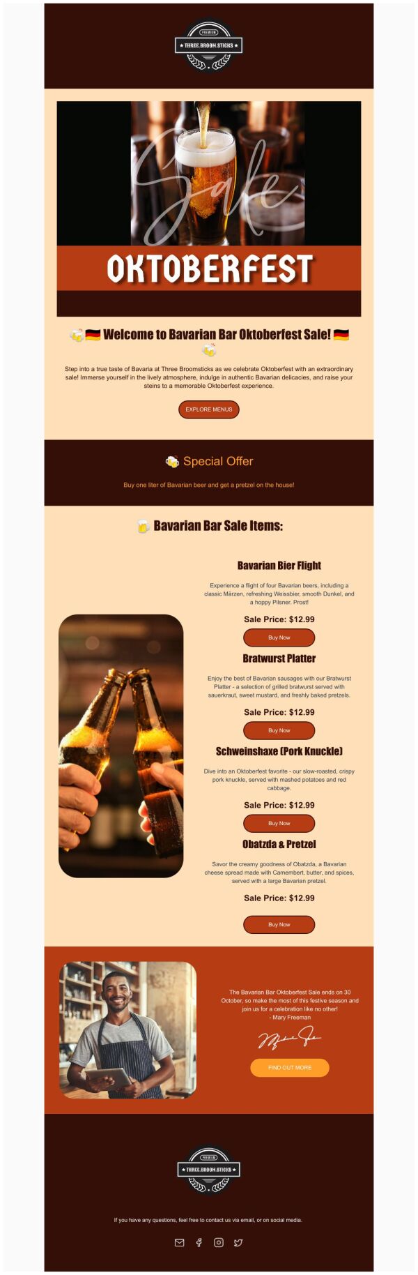 Sale Email Template 'Beer and Pretzel' for Oktoberfest | PosterMyWall