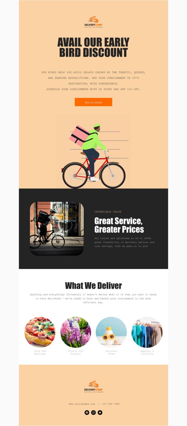 Sale Email Template 'Bike Delivery Service' for Corporate | PosterMyWall