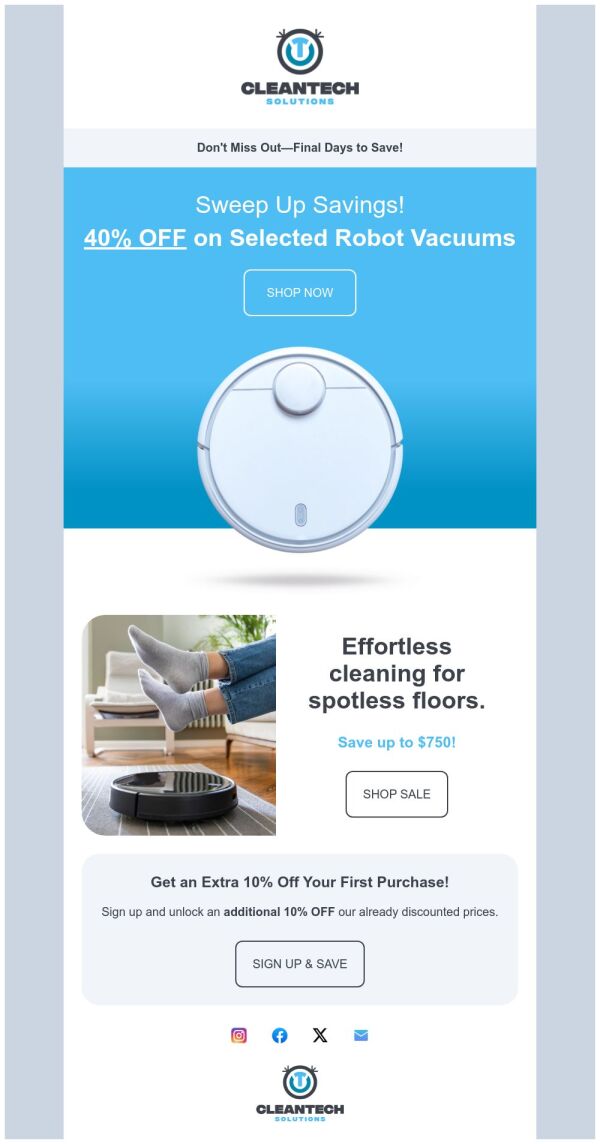 Sale Email Template 'Cleaning Solutions' for Technology | PosterMyWall