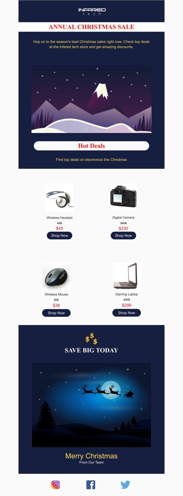 Sale Email Template 'Electronics Deals' for Christmas | PosterMyWall