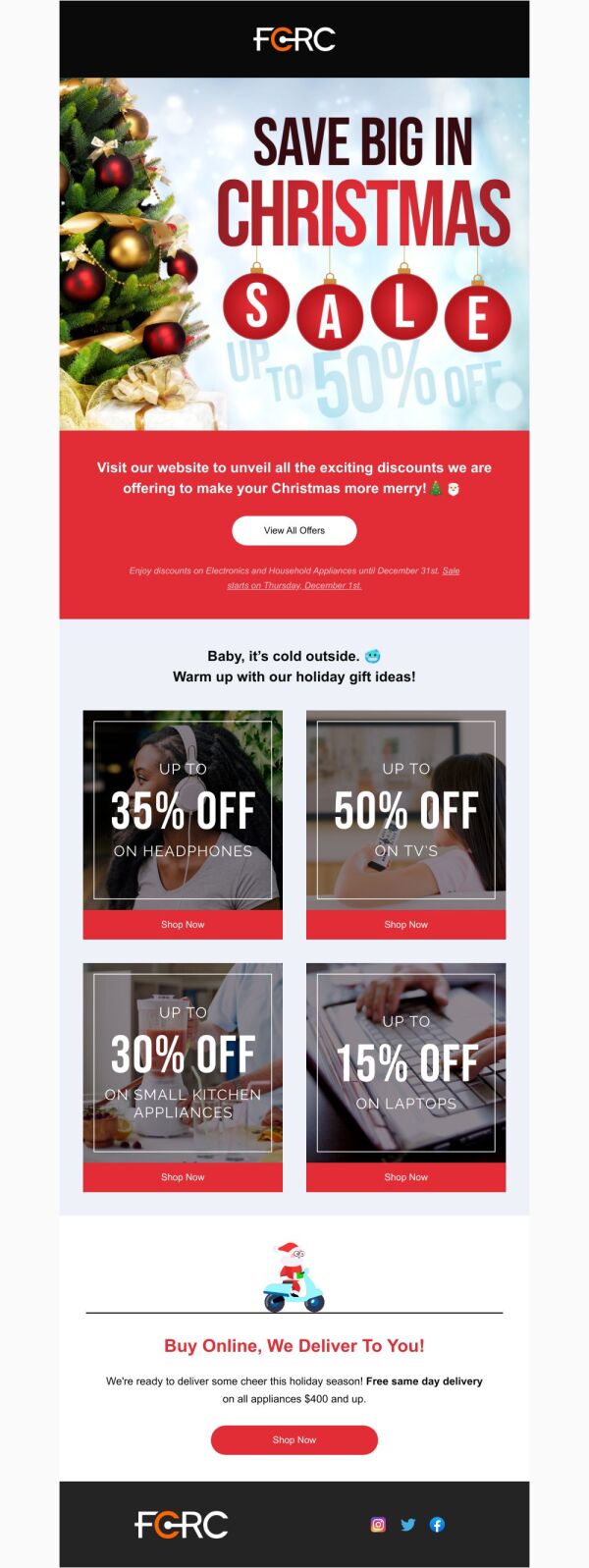 Sale Email Template 'Electronics Discounts' for Christmas | PosterMyWall
