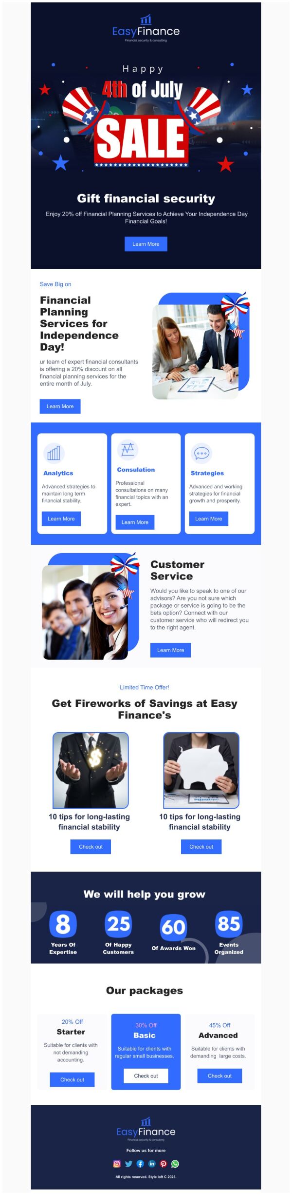 Sale Email Template 'Financial Consultancy' for 4th of July | PosterMyWall