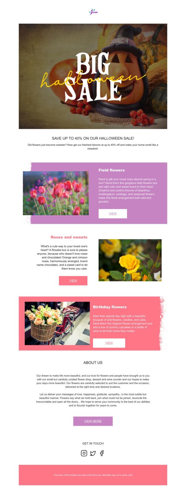 Sale Email Template 'Floral Discounts' for Halloween | PosterMyWall