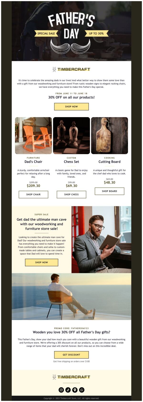 Sale Email Template 'Furniture Store' for Father's Day | PosterMyWall