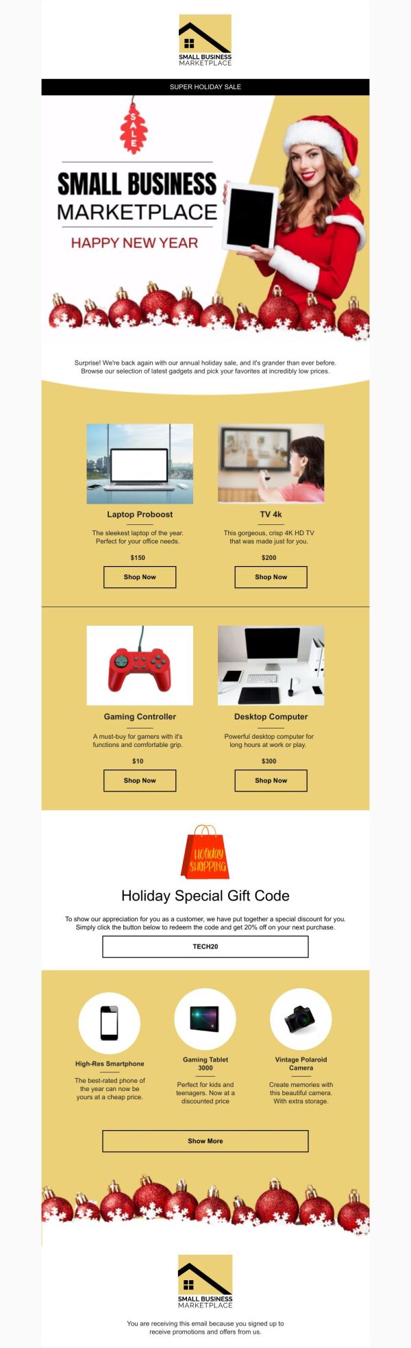 Sale Email Template 'Gadget Marketplace' for New Year | PosterMyWall