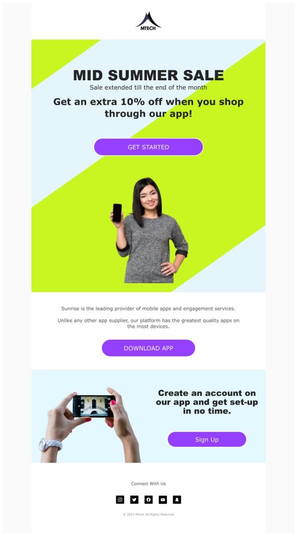 Sale Email Template 'Get Discount with App' for Tech | PosterMyWall