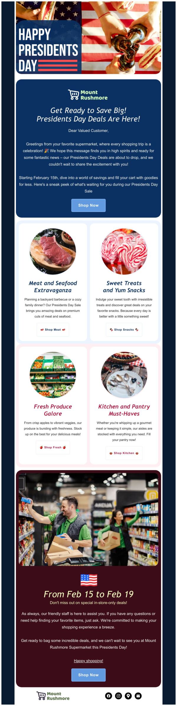 Sale Email Template 'Grocery Store Deals' for President's Day ...