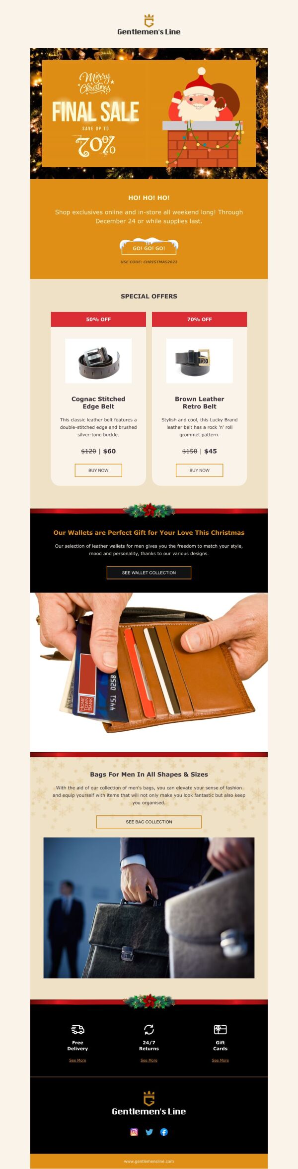 Sale Email Template 'Leather Accessories' for Christmas | PosterMyWall