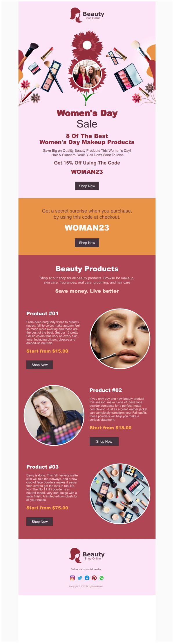 Sale Email Template 'Makeup Products' for Women's Day | PosterMyWall