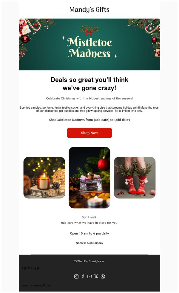 Sale Email Template 'Milestone Madness' for Christmas | PosterMyWall