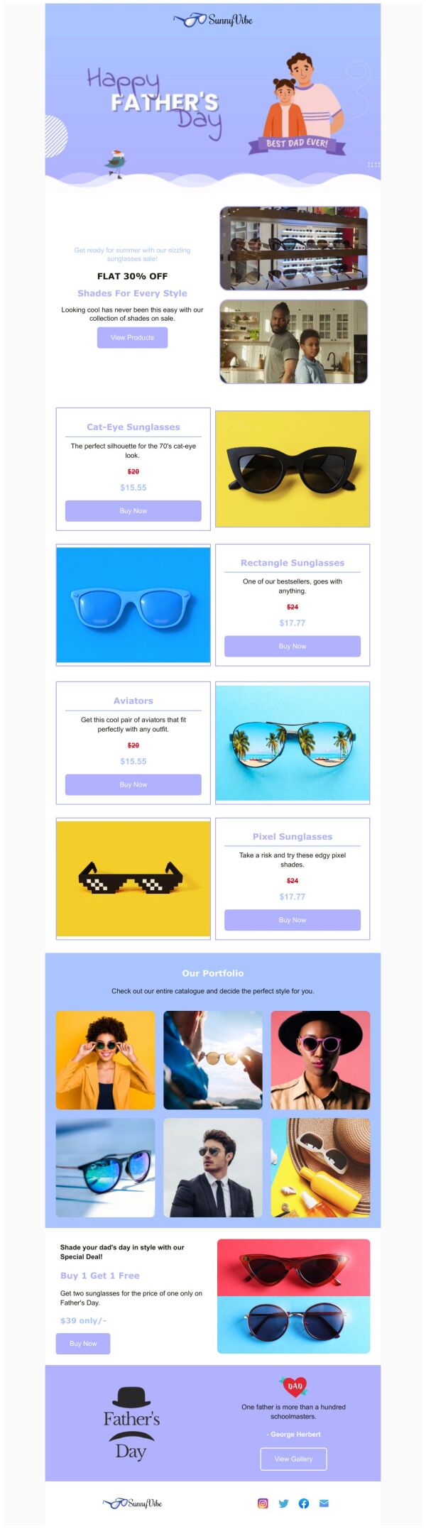 Sale Email Template 'Sizzling Sunglasses' for Father's Day | PosterMyWall