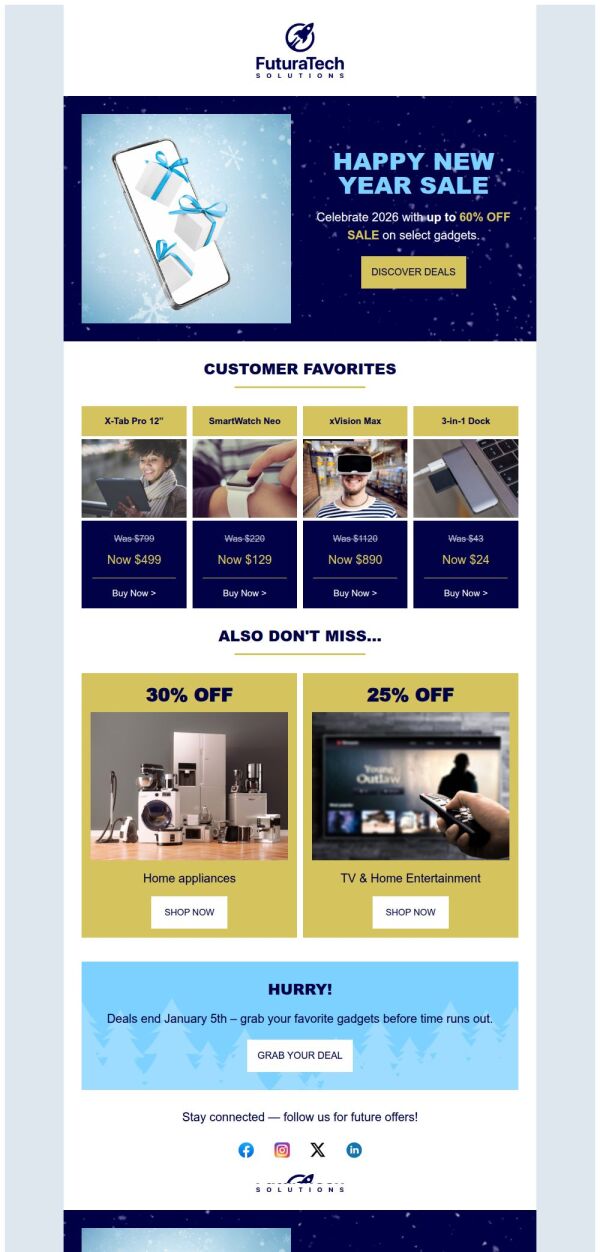Sale Email Template 'Smart Gadgets' for New Year | PosterMyWall