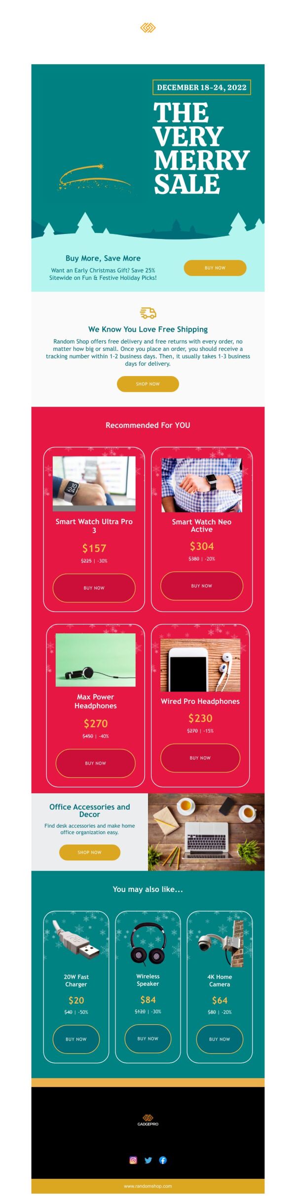 Sale Email Template 'Tech Discounts' for Christmas | PosterMyWall