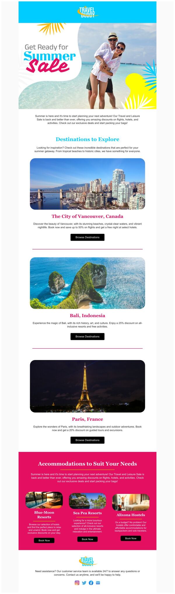 Sale Email Template 'Travel Buddy' for Summer | PosterMyWall