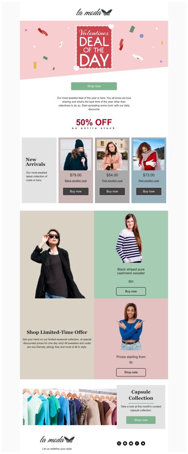 Special Offer Email Template 'Clothing Deals' for Valentine's Day ...