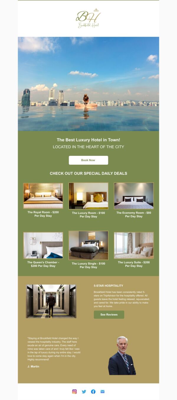 Special Offer Email Template 'Daily Deals' for Hotels | PosterMyWall