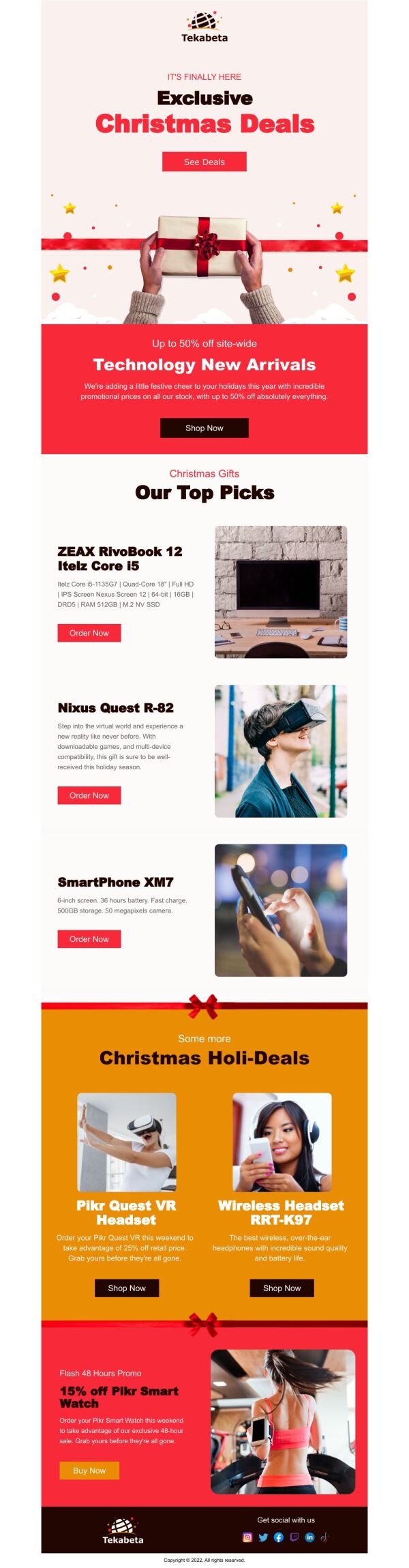 Special Offer Email Template 'Exclusive Technology Deals' for Christmas | PosterMyWall