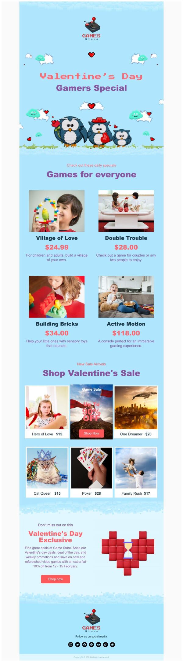 Special Offer Email Template 'Game Store Deals' for Valentine's Day ...