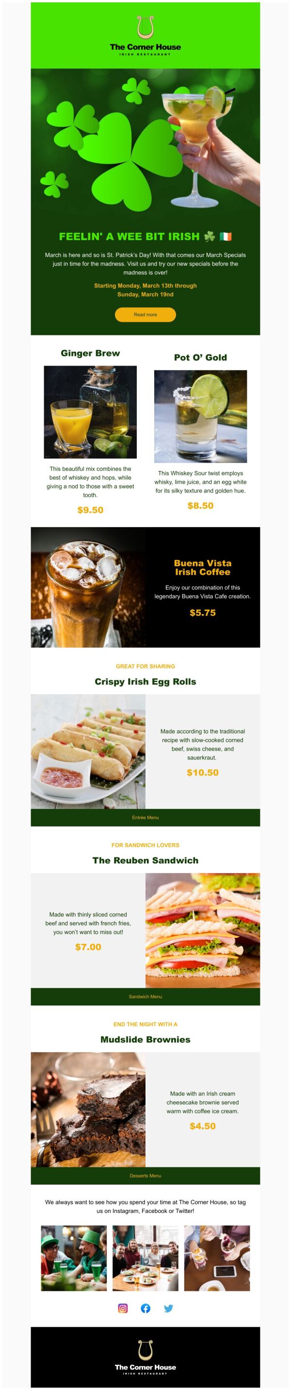 Special Offer Email Template 'Irish Food' for St. Patrick's Day ...