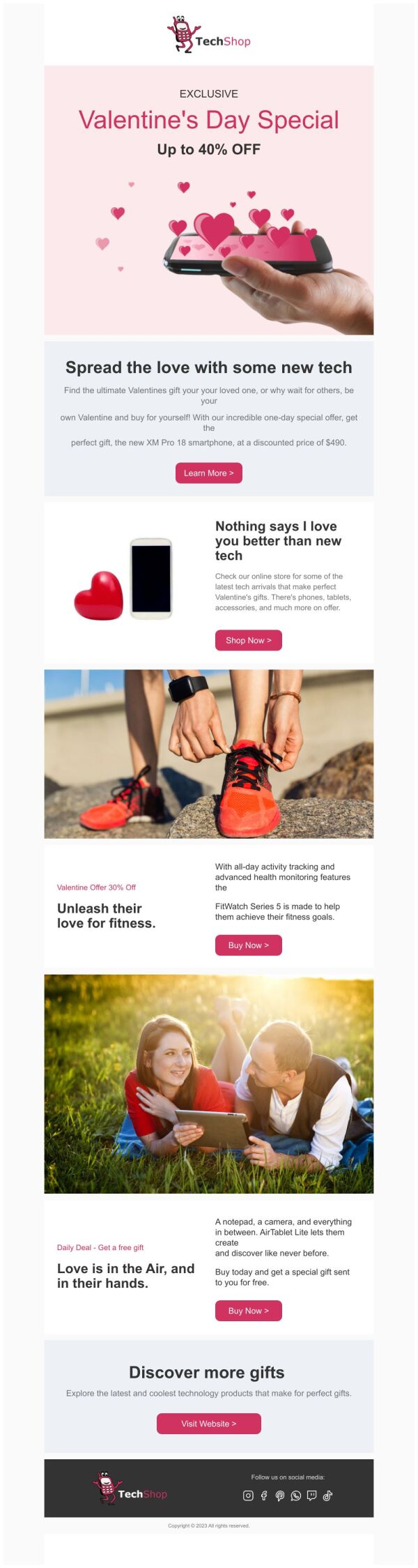 Special Offer Email Template 'Love for Tech' for Valentine's Day | PosterMyWall