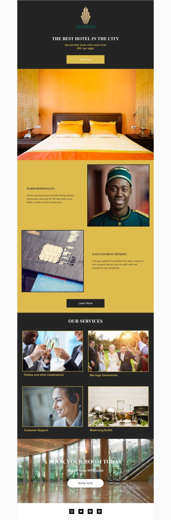 Special Offer Email Template 'Room Booking' for Hotels | PosterMyWall